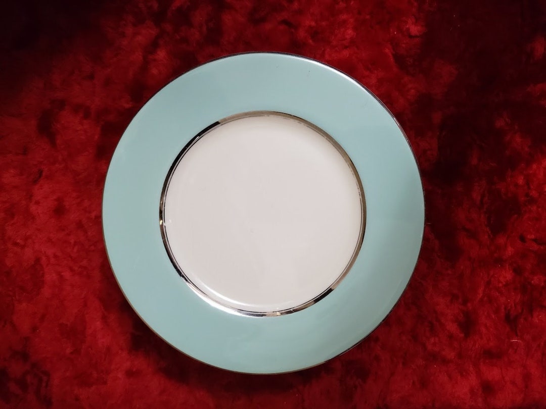 Vintage Porcelain Castleton Turquoise Bone China Salad/dessert Plates ...