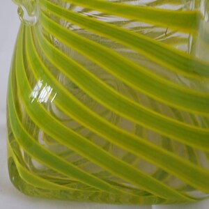 Hand Blown Lime Green Glass Basket, Vase or Display Piece, Table Decor ...
