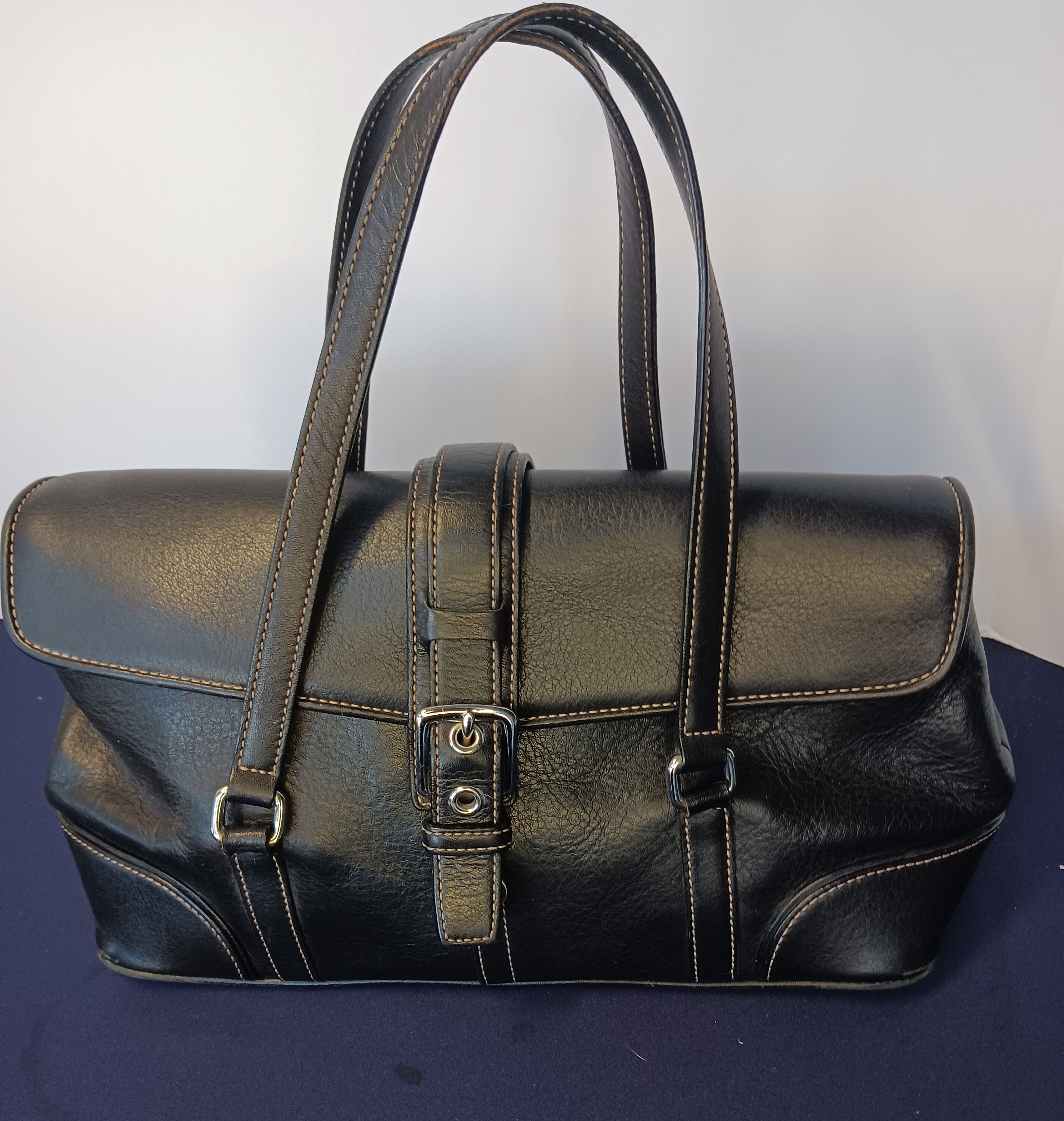 Coach Vintage Black Leather Hampton Purse, Larger Size, Rectangle ...