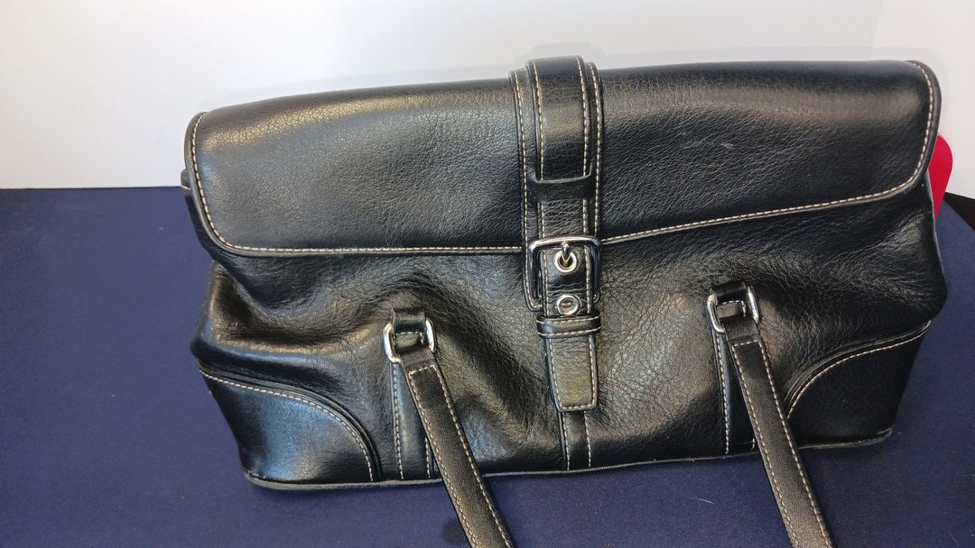 Coach Vintage Black Leather Hampton Purse, Rectangle Shoulder or ...