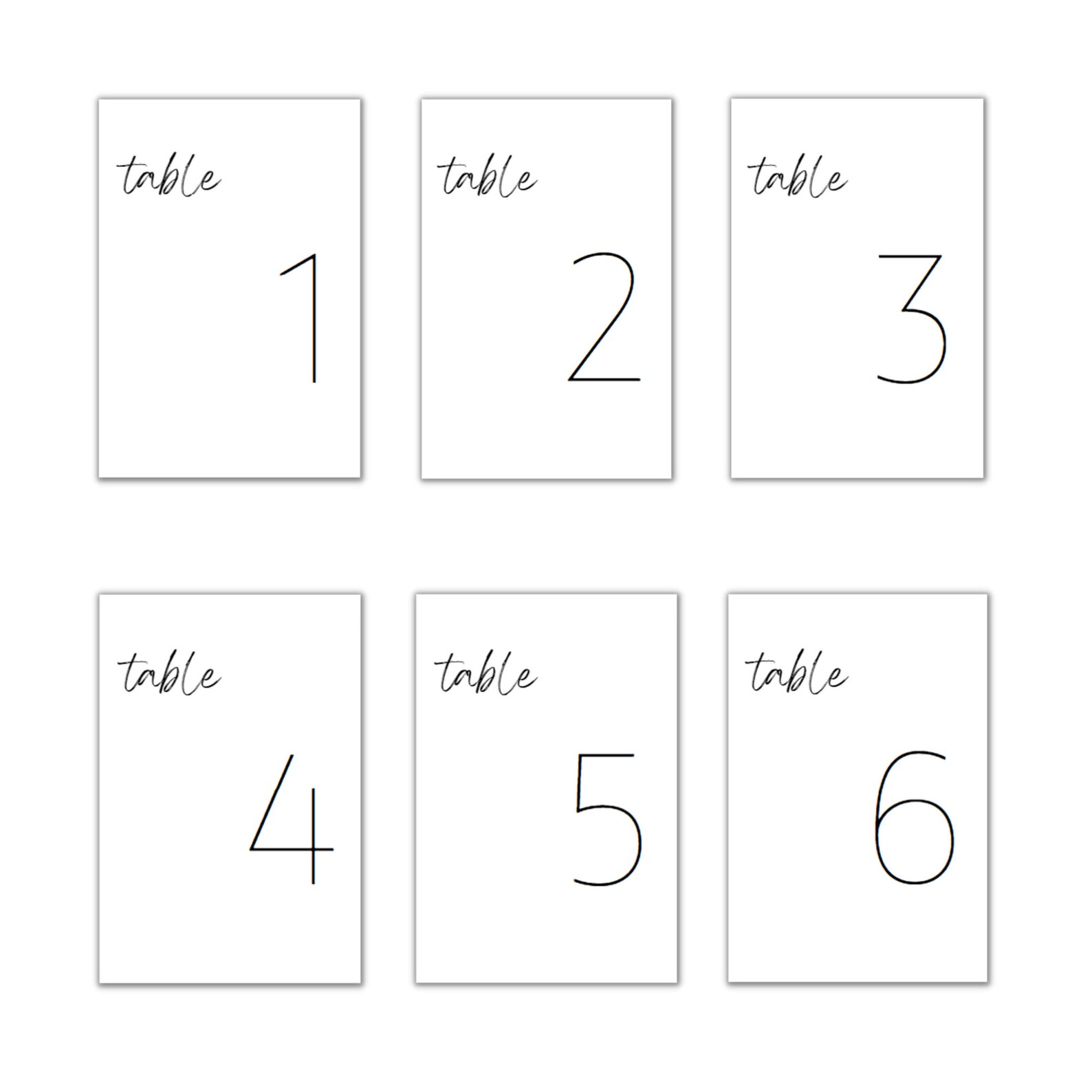 Minimalist Wedding Table Card Numbers 1-30, Simple Clean Modern, Hand ...