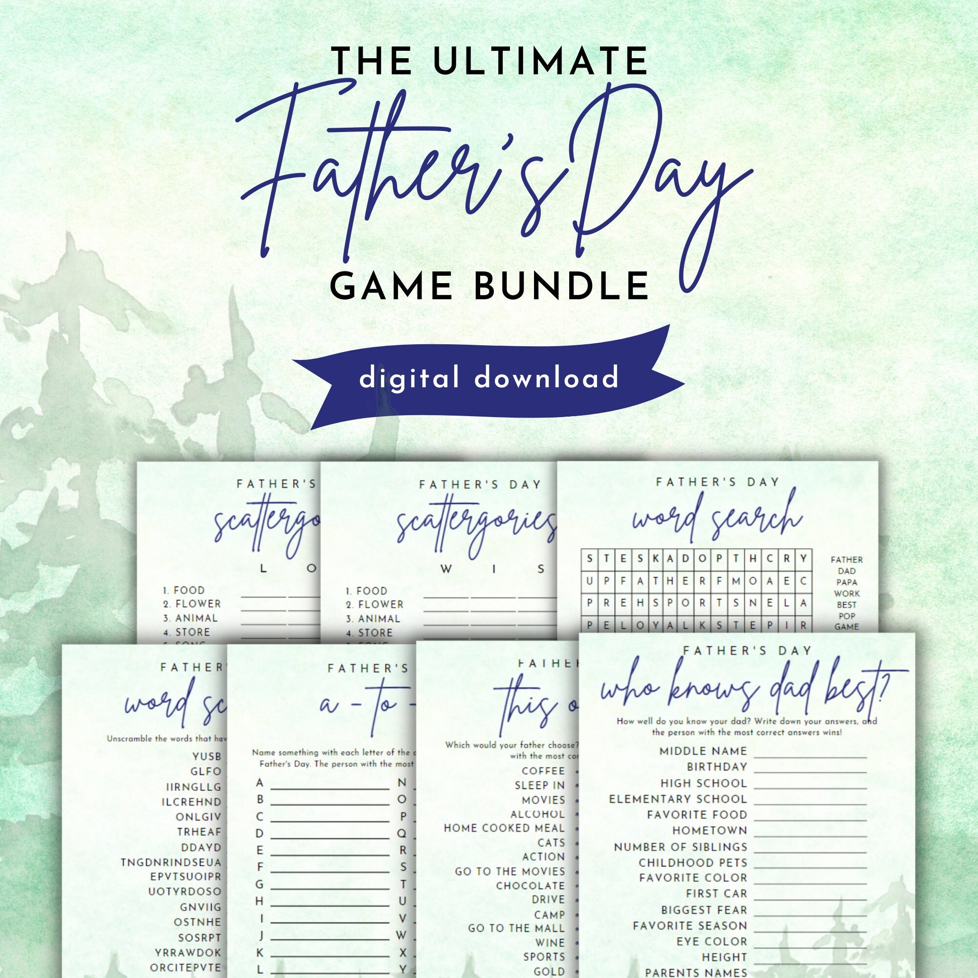 Father's Day Ultimate Game Bundle, Printable Games, Last Minute Family ...
