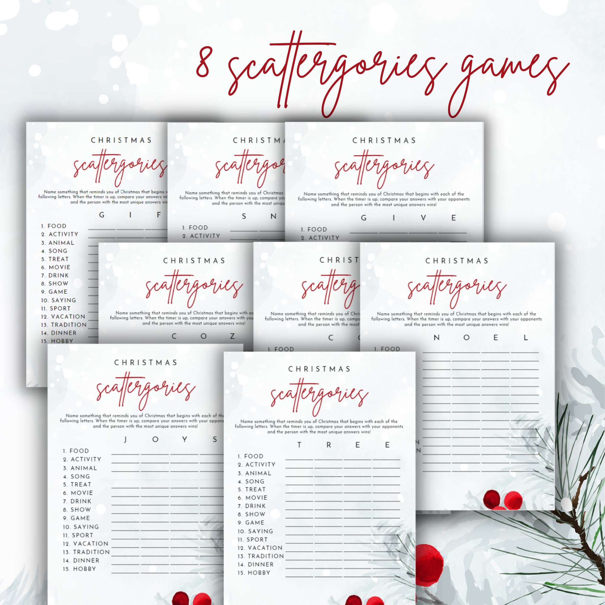 Ultimate Holiday Game Bundle, 15 Printable Christmas Games, Hannukkah ...