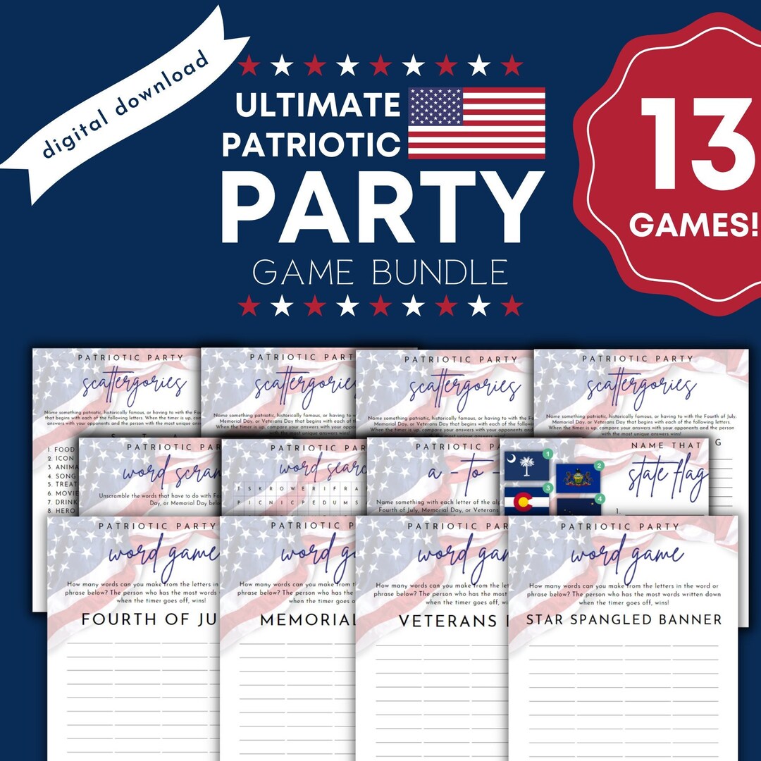 Game Bundle for Fourth of July, Memorial Day, Labor Day, Veterans Day ...