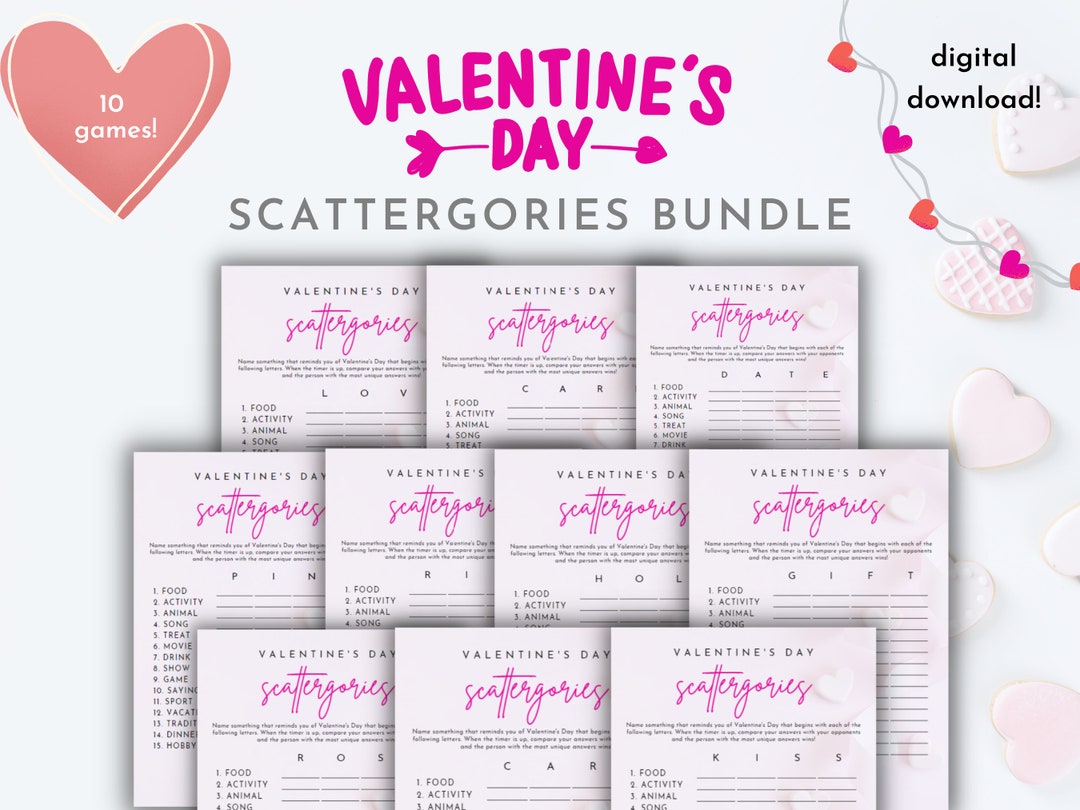 Valentine's Day Scattergories Games for Kids & Family, Valentine's Day ...