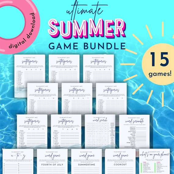 Summer Ultimate 15 Game Bundle Printable Family Games Summer - Etsy