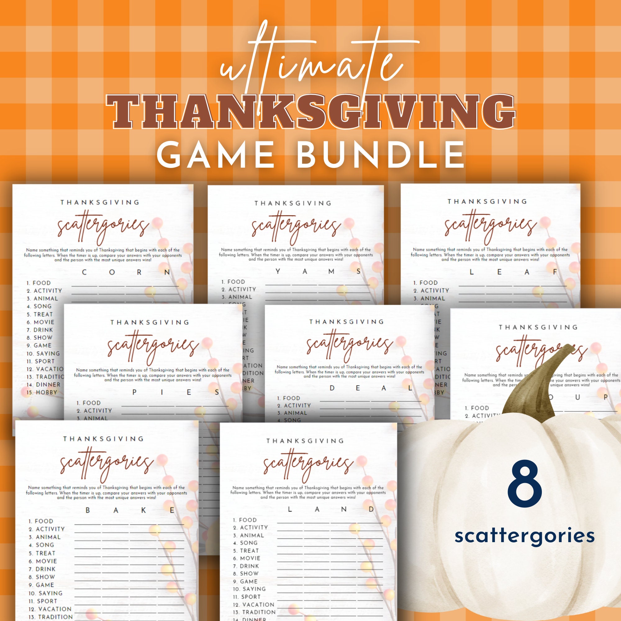 Ultimate Thanksgiving Game Bundle, 15 Printable Games for Thanksgiving ...