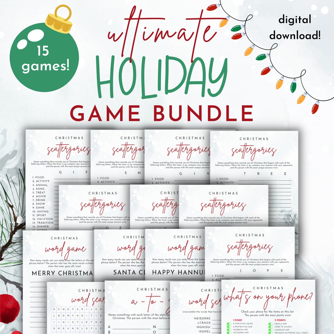 Ultimate Holiday Game Bundle, 15 Printable Christmas Games, Hannukkah ...