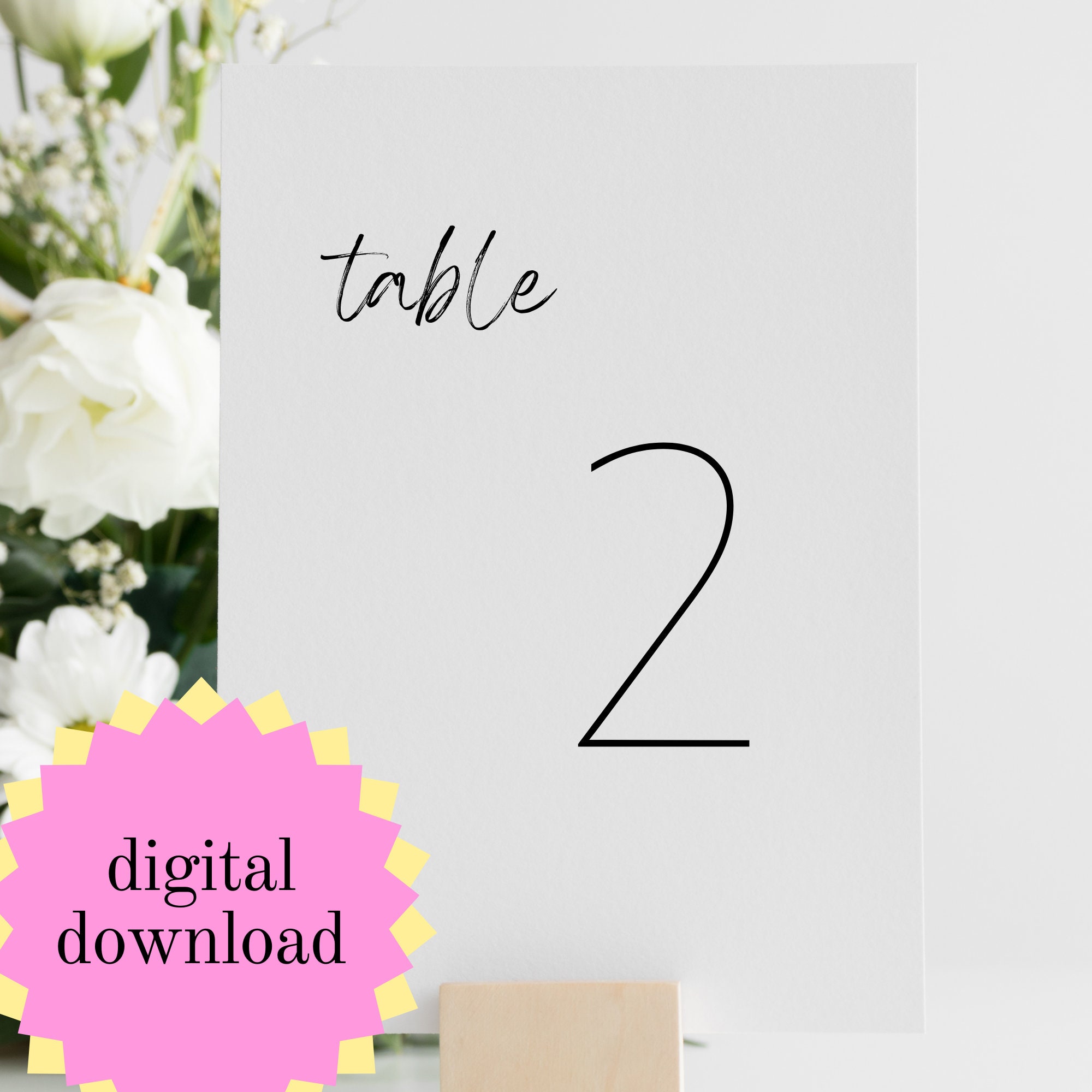 Minimalist Wedding Table Card Numbers 1-30, Simple Clean Modern, Hand ...