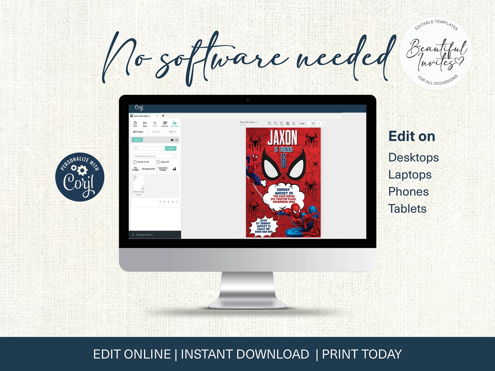 SPIDERMAN INVITE/ Birthday Invitation Template, Editable, Printable ...