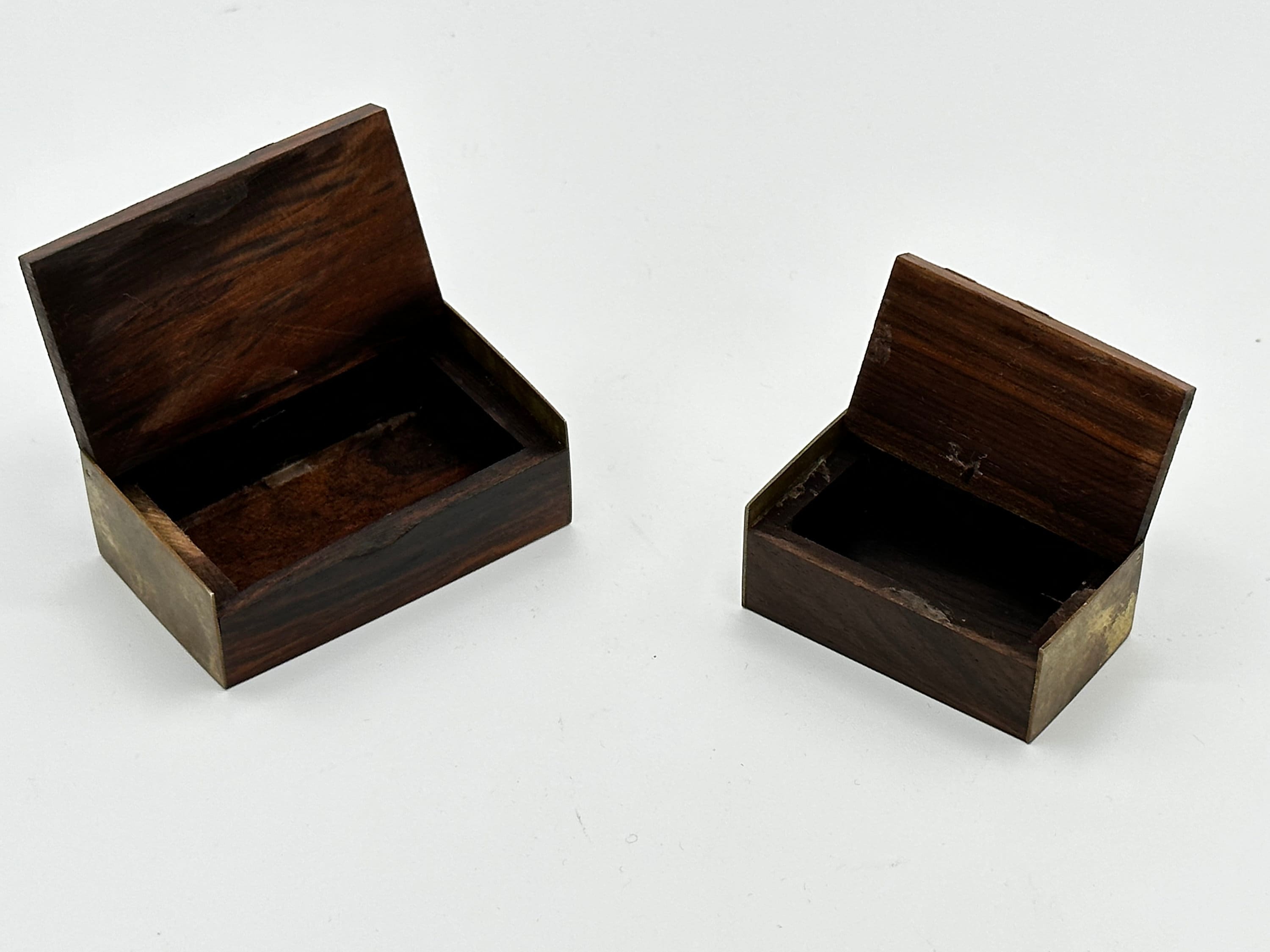 Vintage Handmade Wood and Brass Pill Box Container Snuff Box - Etsy
