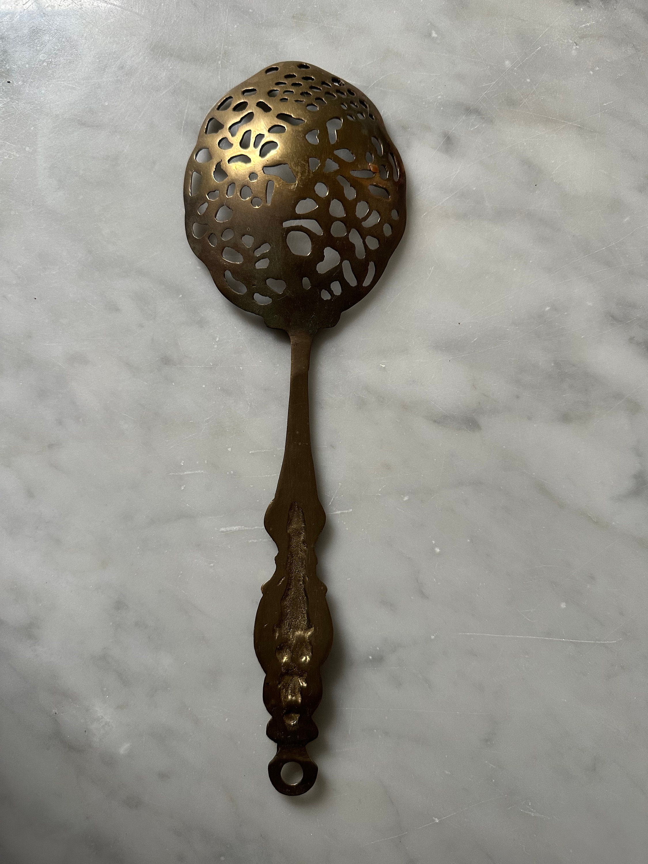 Antique Golden Brass Serving Spoon - Etsy