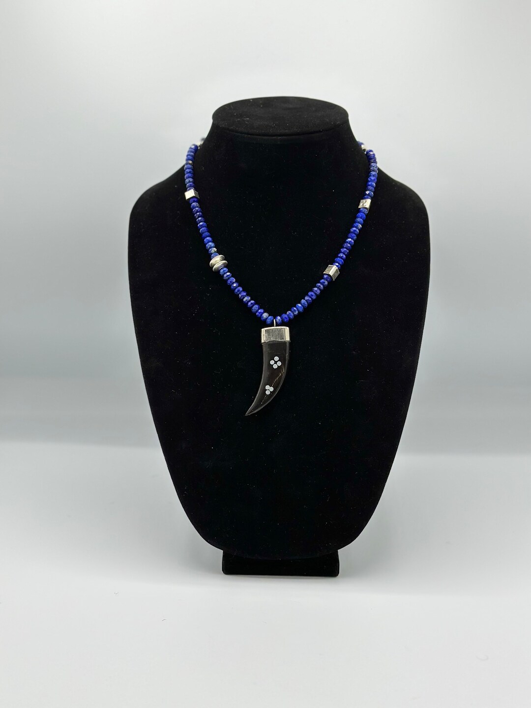 Vintage 60s Water Buffalo Horn | Lapis Lazuli Rondelle | Bovine Jewelry ...