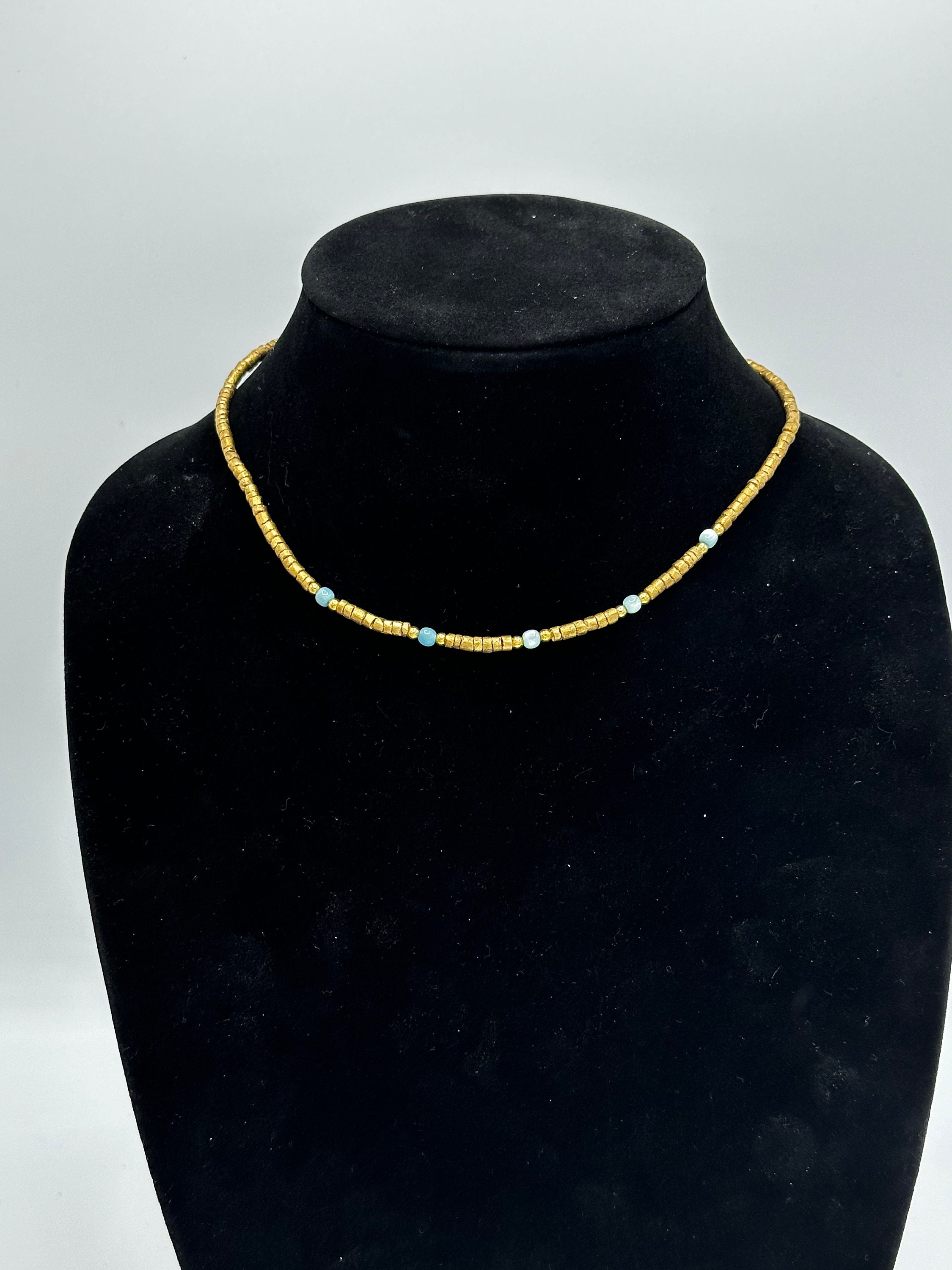 Vintage Heshi Bead Shell Necklaces, Turqouise, Glass, Clam, Gold Tone ...