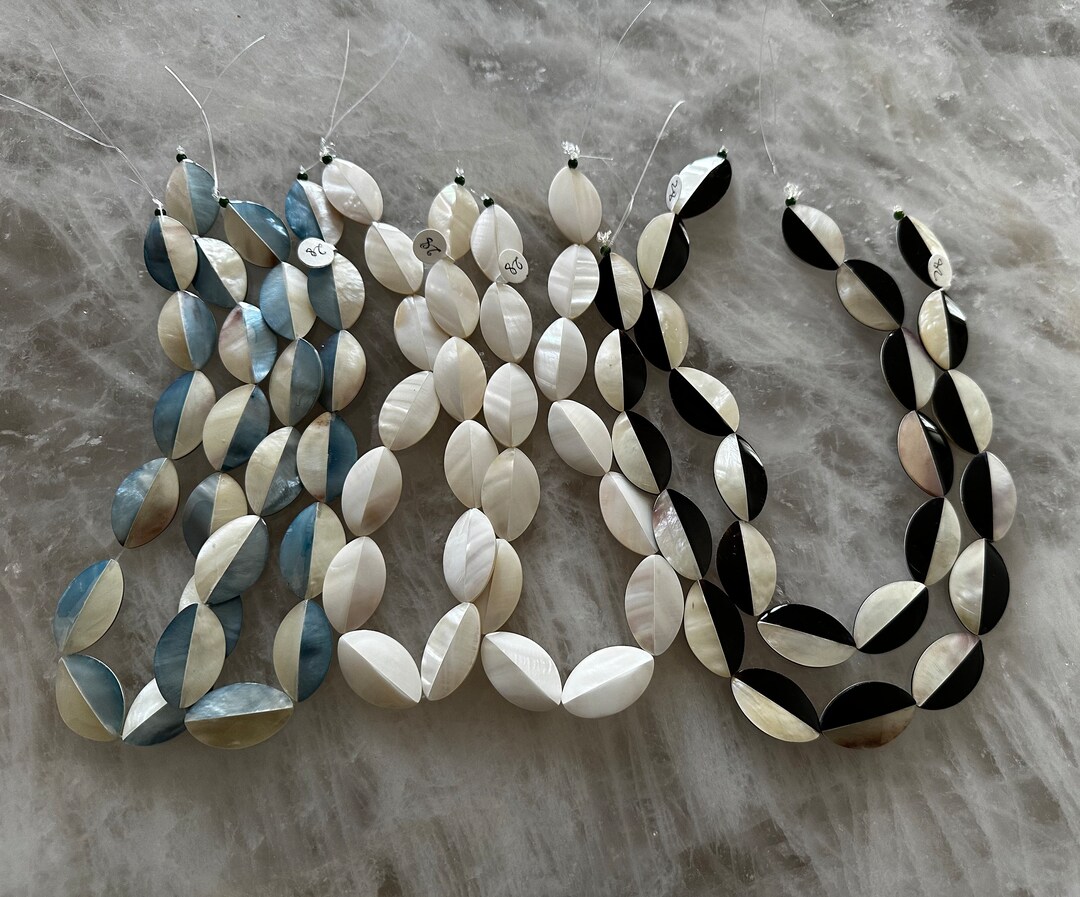 Stunning MOP Strand 16in | White on White | White and Blue | White and ...