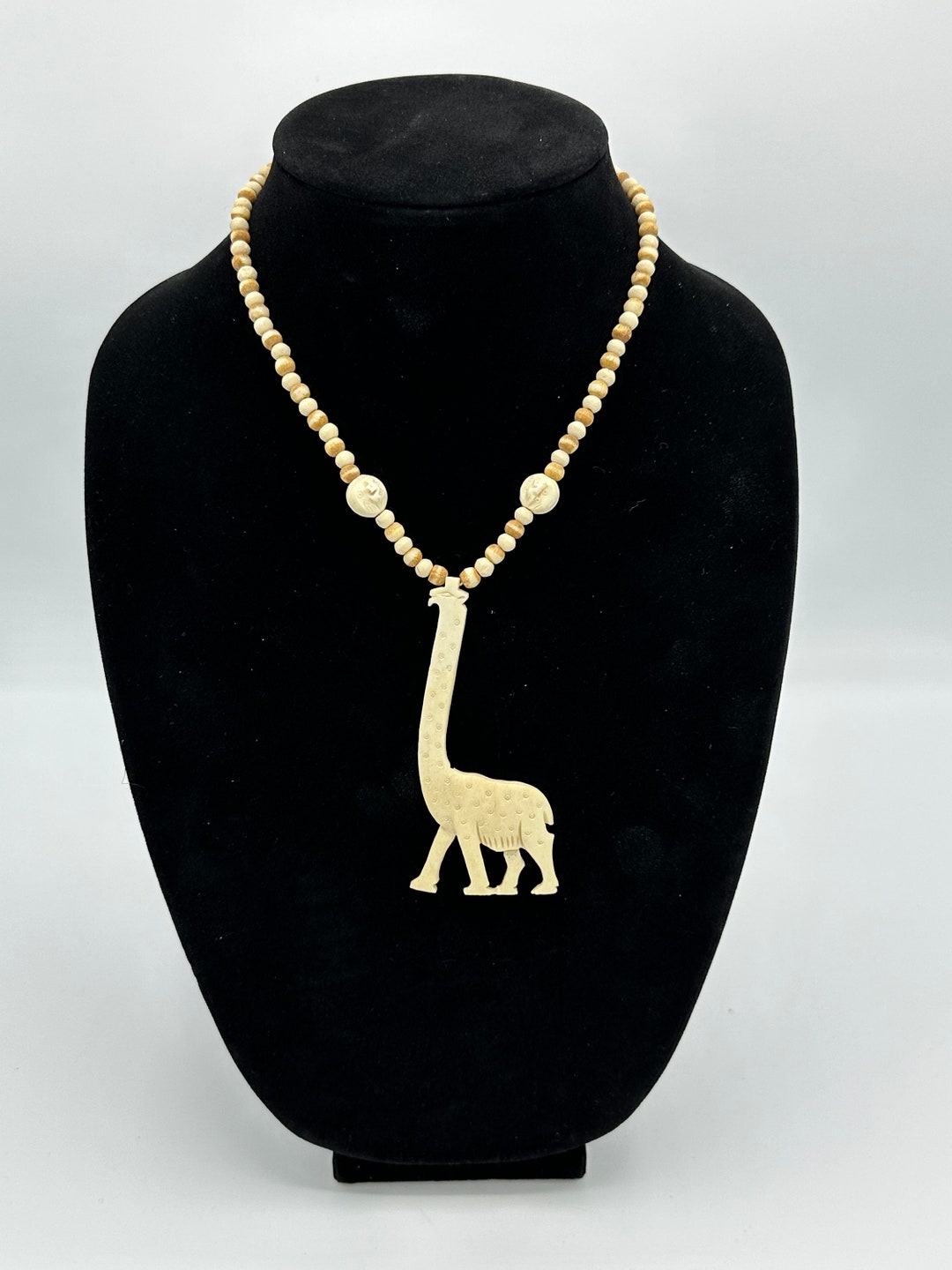 Vintage 50s Water Buffalo Bone “giraffe” Pendant Charm Necklace ...