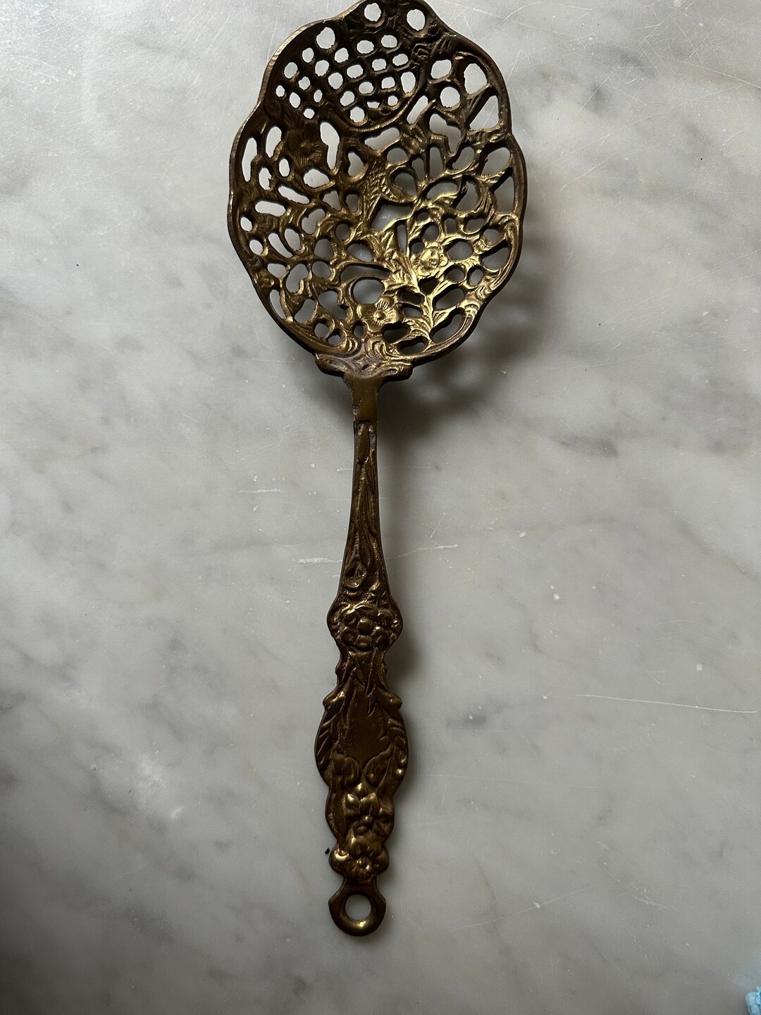 Antique Golden Brass Serving Spoon - Etsy