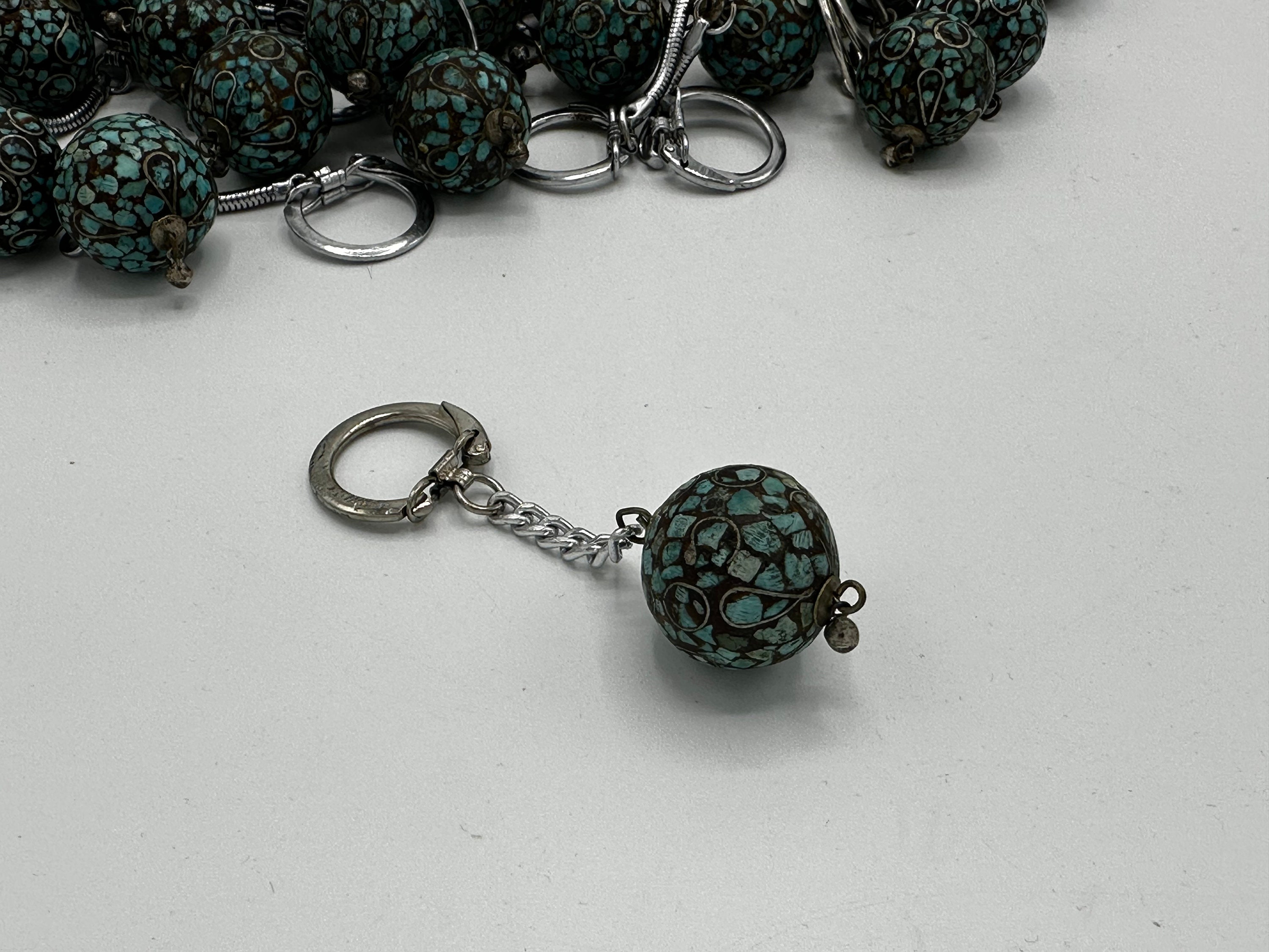 Vintage 60s Turquoise Matrix Ball Keychains 4in 23-24mm Round - Etsy