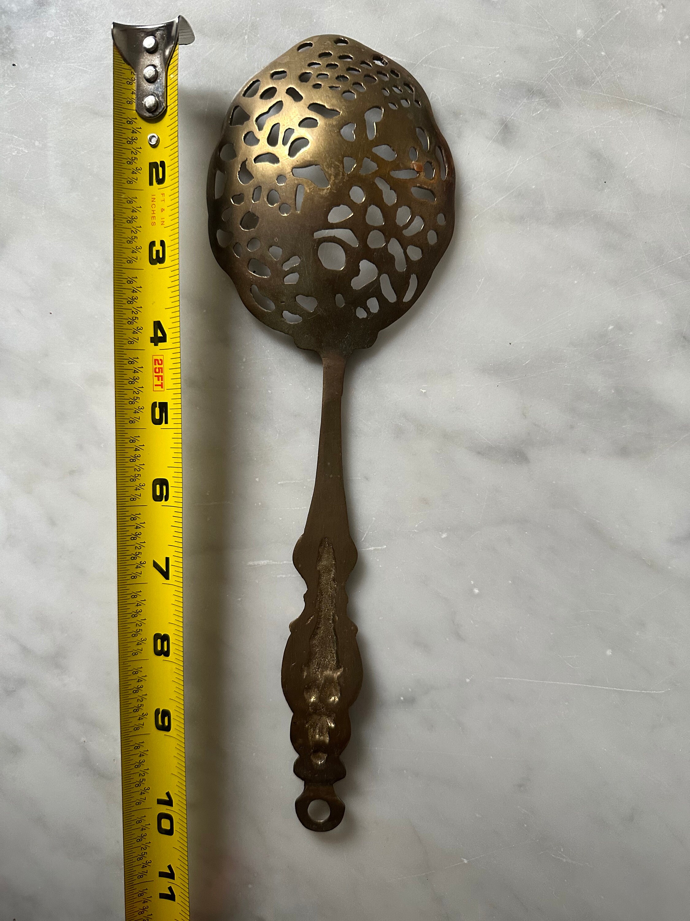 Antique Golden Brass Serving Spoon - Etsy
