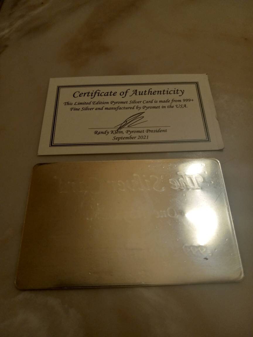 Pyromet 1 Oz Silver Card 999 Pure Silver - Etsy