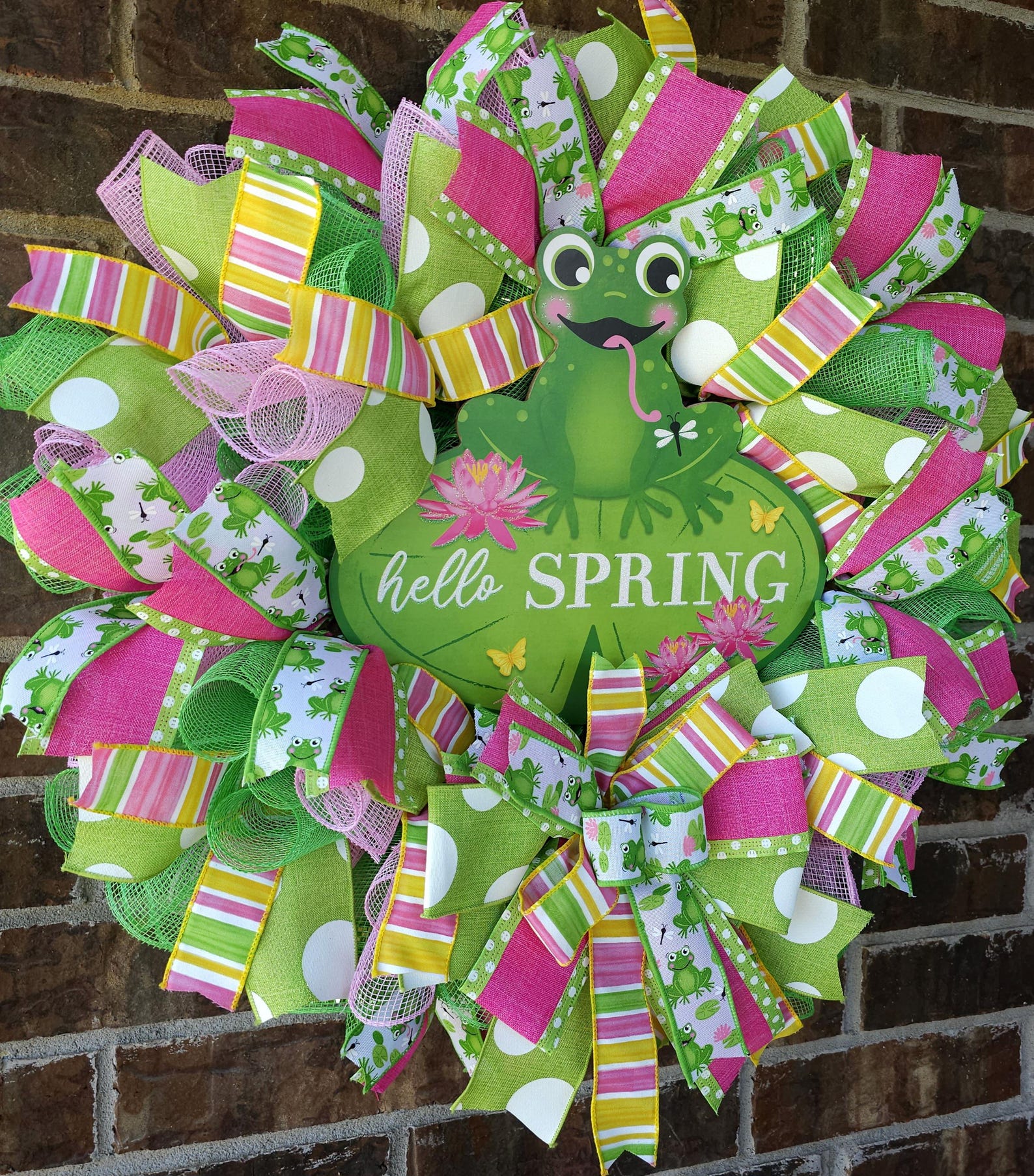 Frog Wreath, Hello Spring Wreath, Spring Frog Door Wreath, Tropical ...