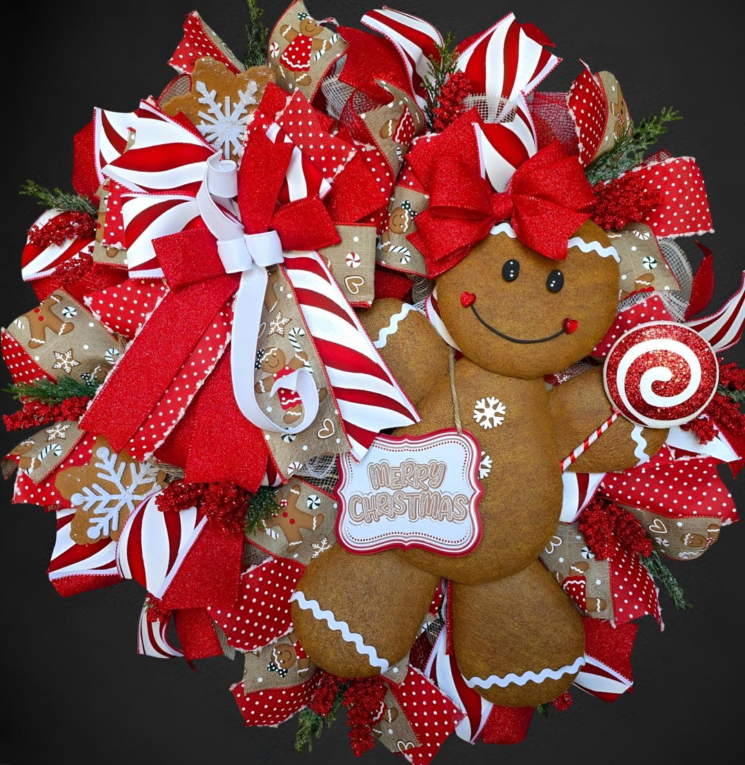 Christmas Gingerbread Wreath| Gingerbread Girl Wreath| Christmas Wreath ...
