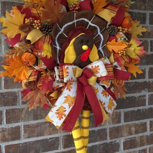 Fall Turkey Wreath: Thanksgiving Door Decor, Autumn Leaves - Etsy