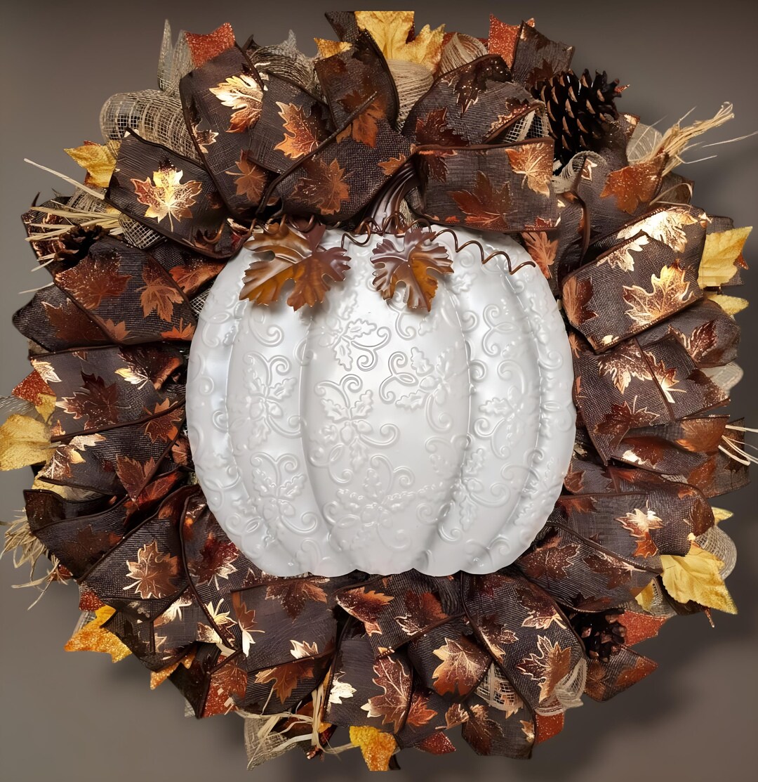 Fall Rustic White Pumpkin Wreath| White Fall Wreath| White Pumpkin ...