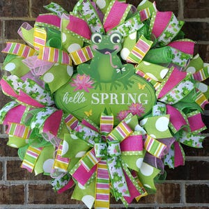 Frog Wreath, Hello Spring Wreath, Spring Frog Door Wreath, Tropical ...