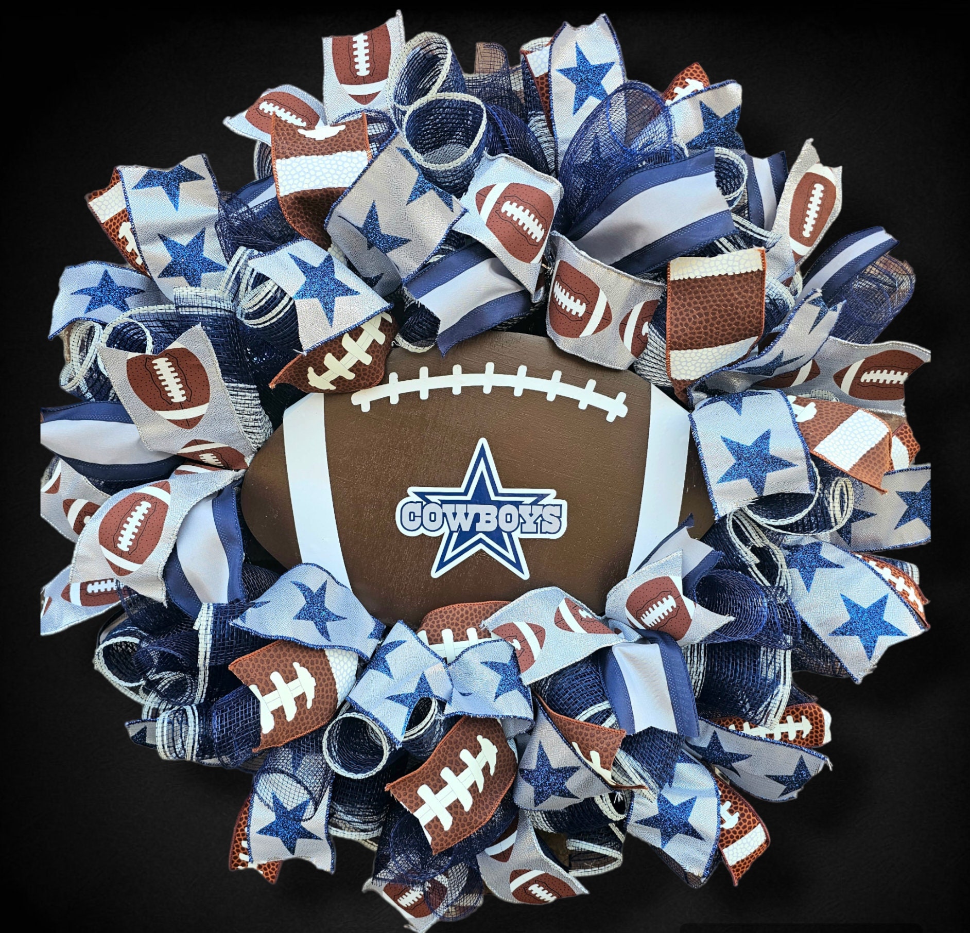 Dallas Cowboys Football Wreath Cowboy's Football Wreath - Etsy