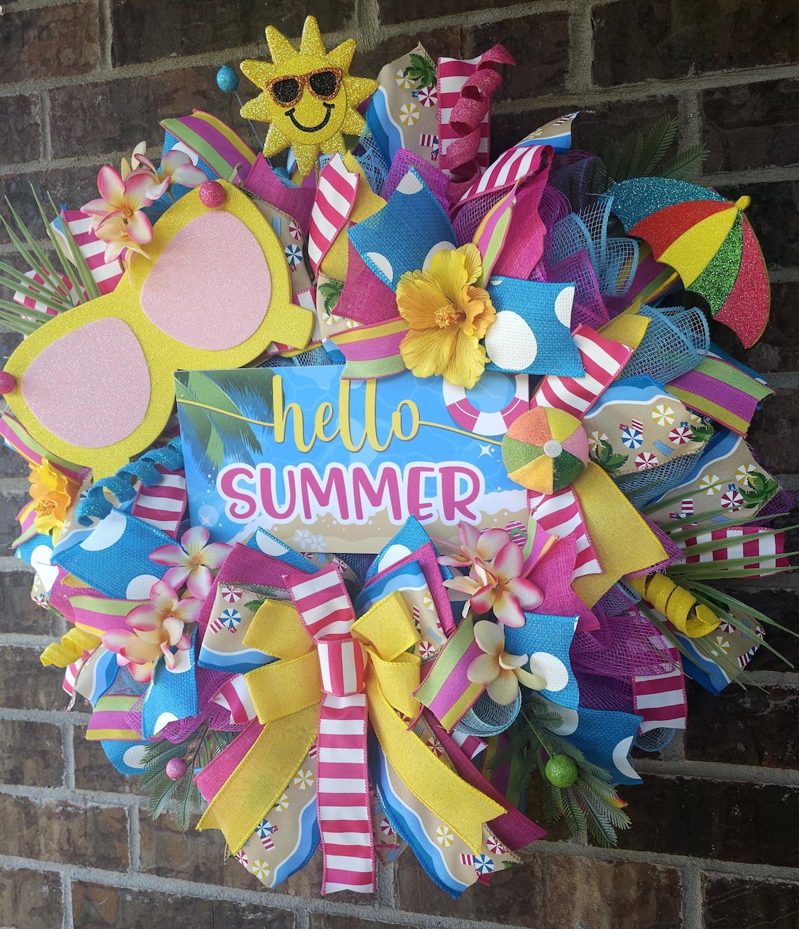 Hello Summer Wreath: Tropical Beach Door Decor - Etsy