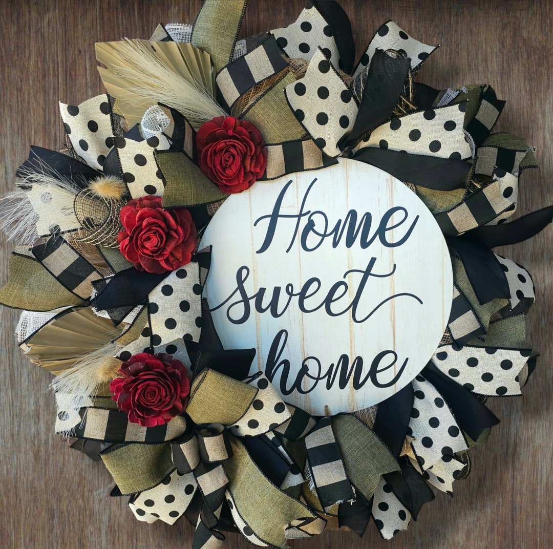 Boho Chic Wreath Home Sweet Home Wreath Boho Door Wreath Wall Decor ...