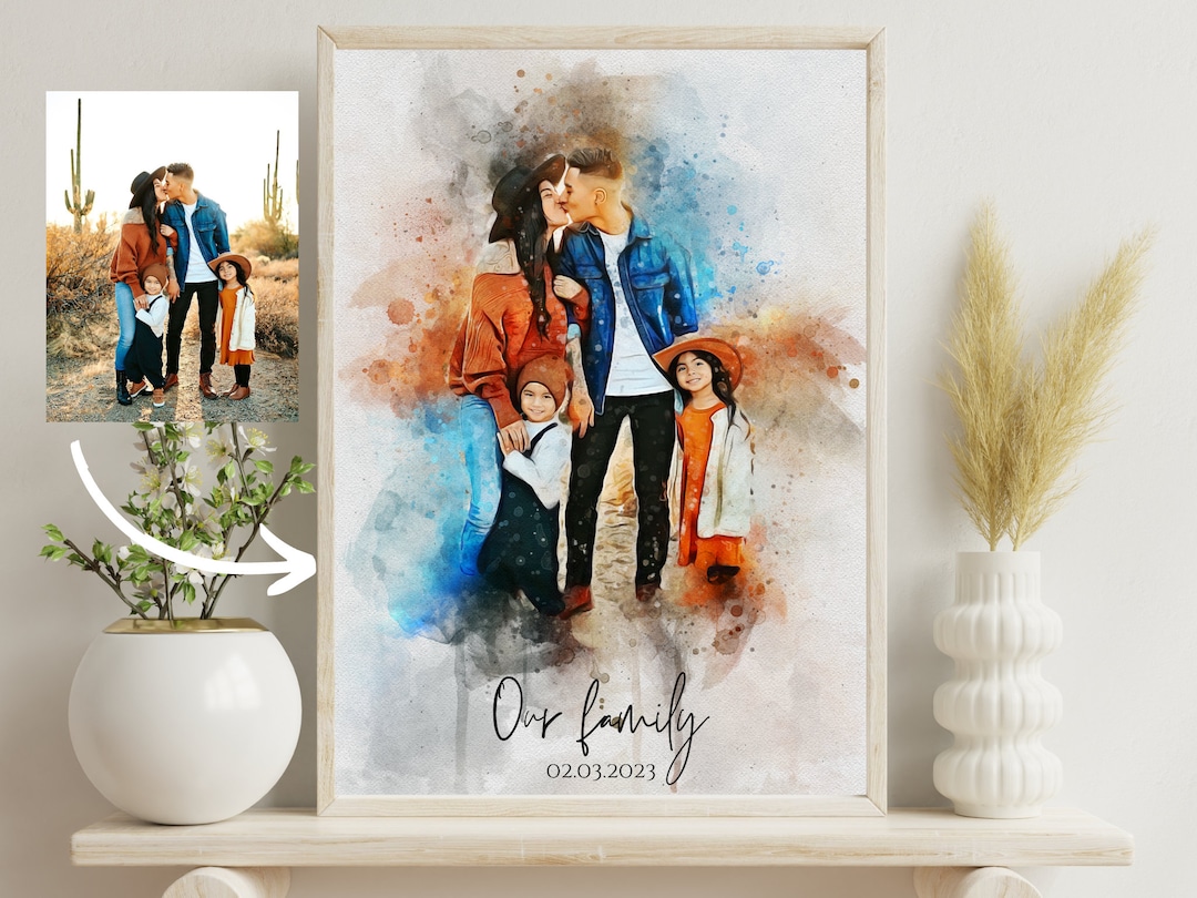 Custom Watercolor Family Portrait Painting, Personalized Gift Idea for ...