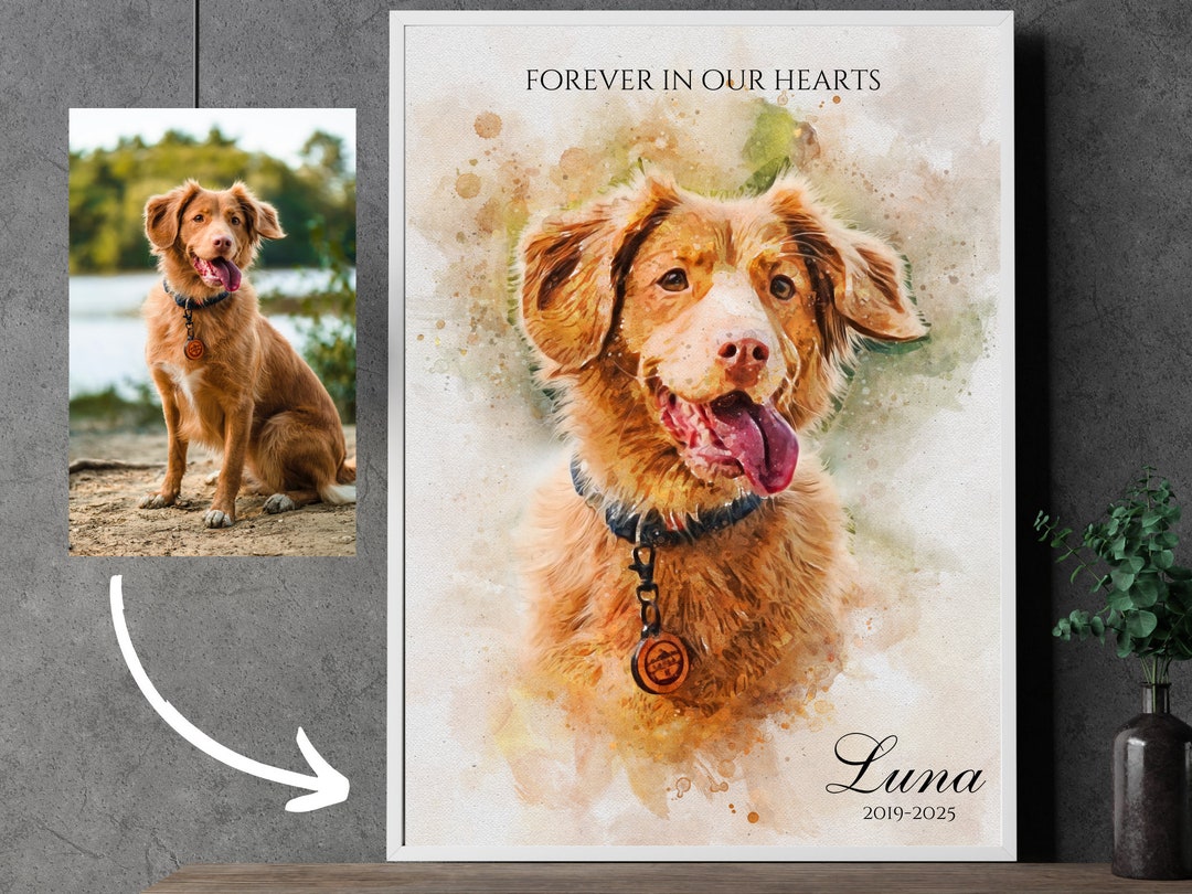 Custom Dog Portrait, Dog Portrait From Photo, Personalised Pet Portrait ...