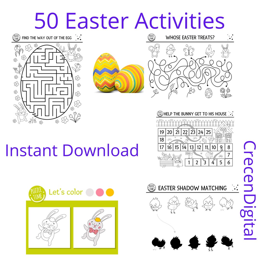 Happy Easter Activities, Easter Games, Mazes, Board Games, Dot-to-dot ...