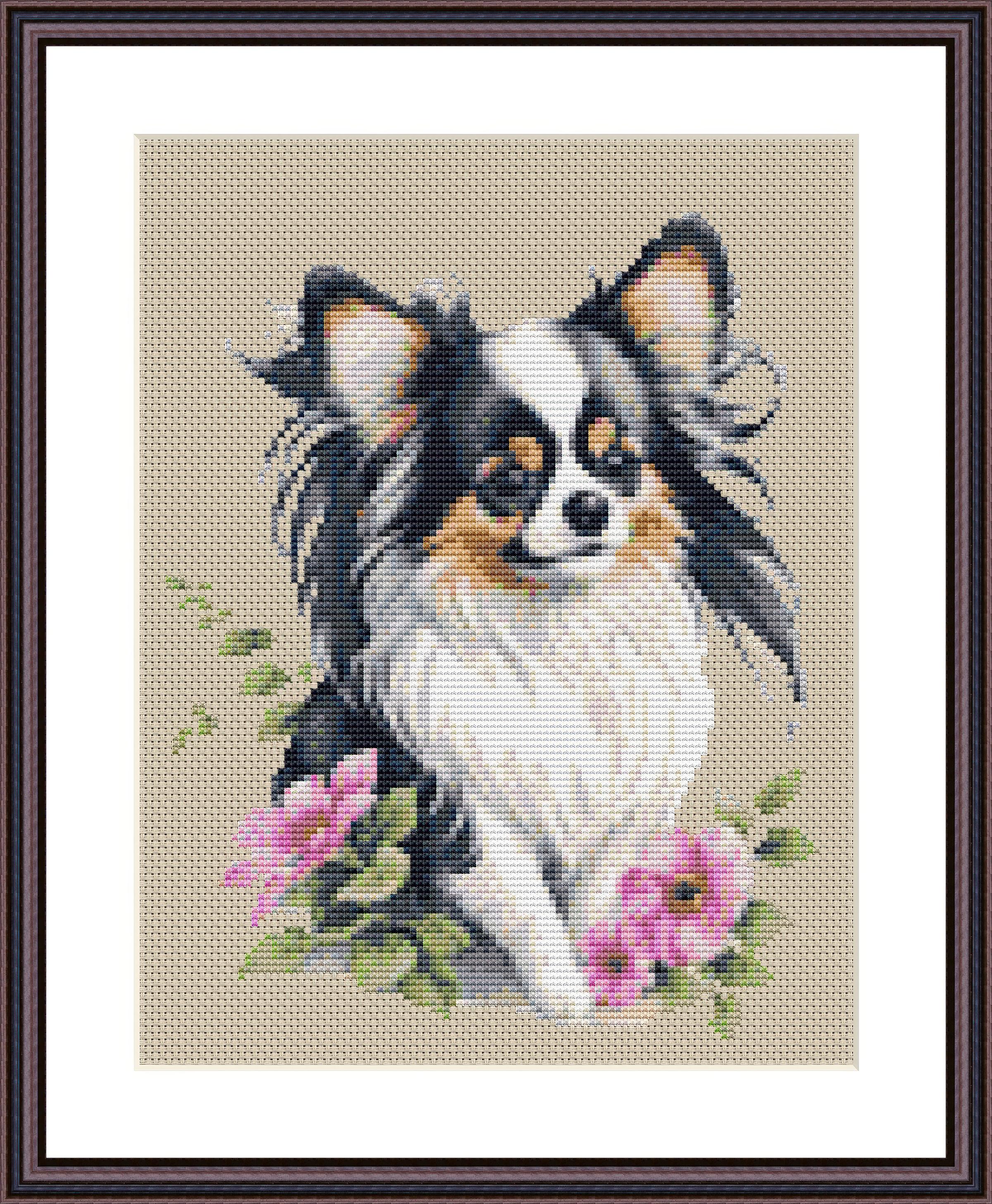 Papillon Dog Portrait Cross Stitch Pattern DIY Papillon Dog Portrait ...