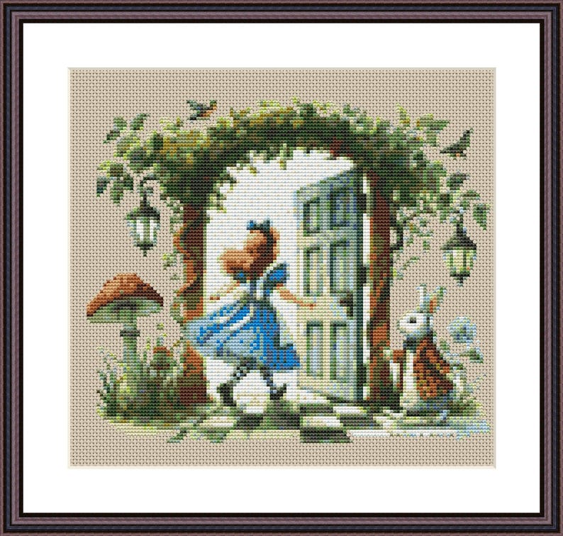 Alice's Adventures in Wonderland Through the Door Cross Stitch Pattern ...