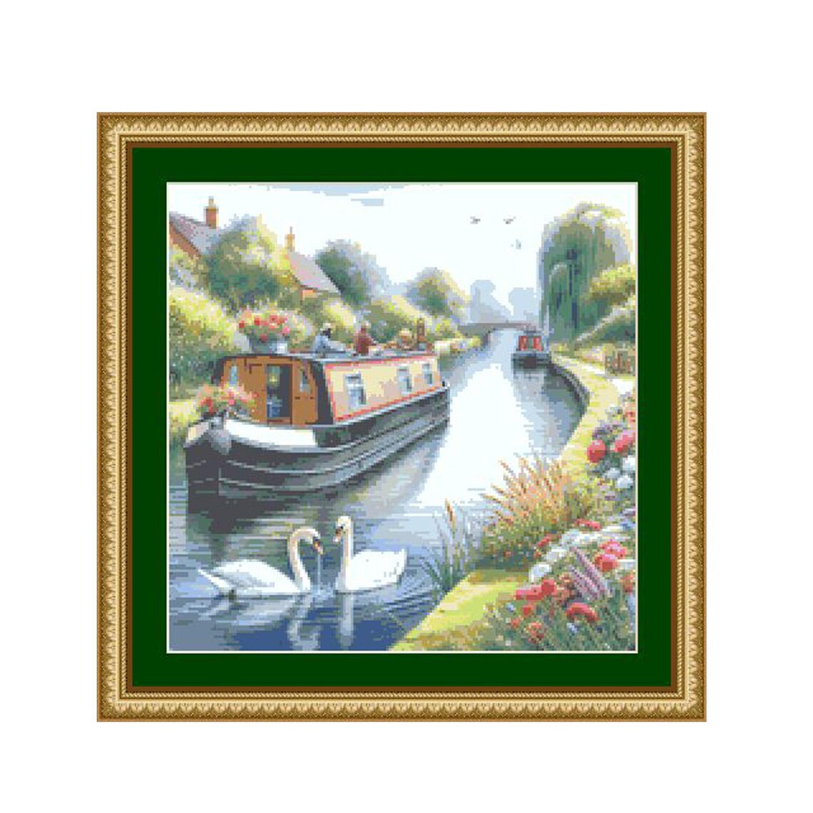 Canal Boat in English Countryside #5 Cross Stitch Pattern - Download - Etsy