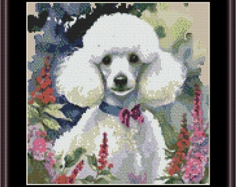 Miniature Poodle Cross Stitch Pattern, Miniature Poodle Portrait ...