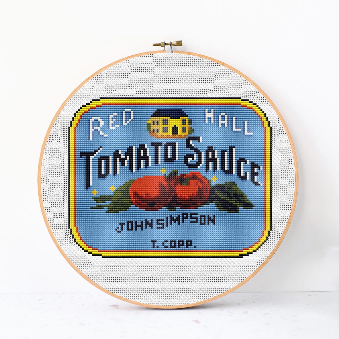 Cross Stitch Pattern Vintage Tomato Can Label Kitchen Decor Bold & Easy ...
