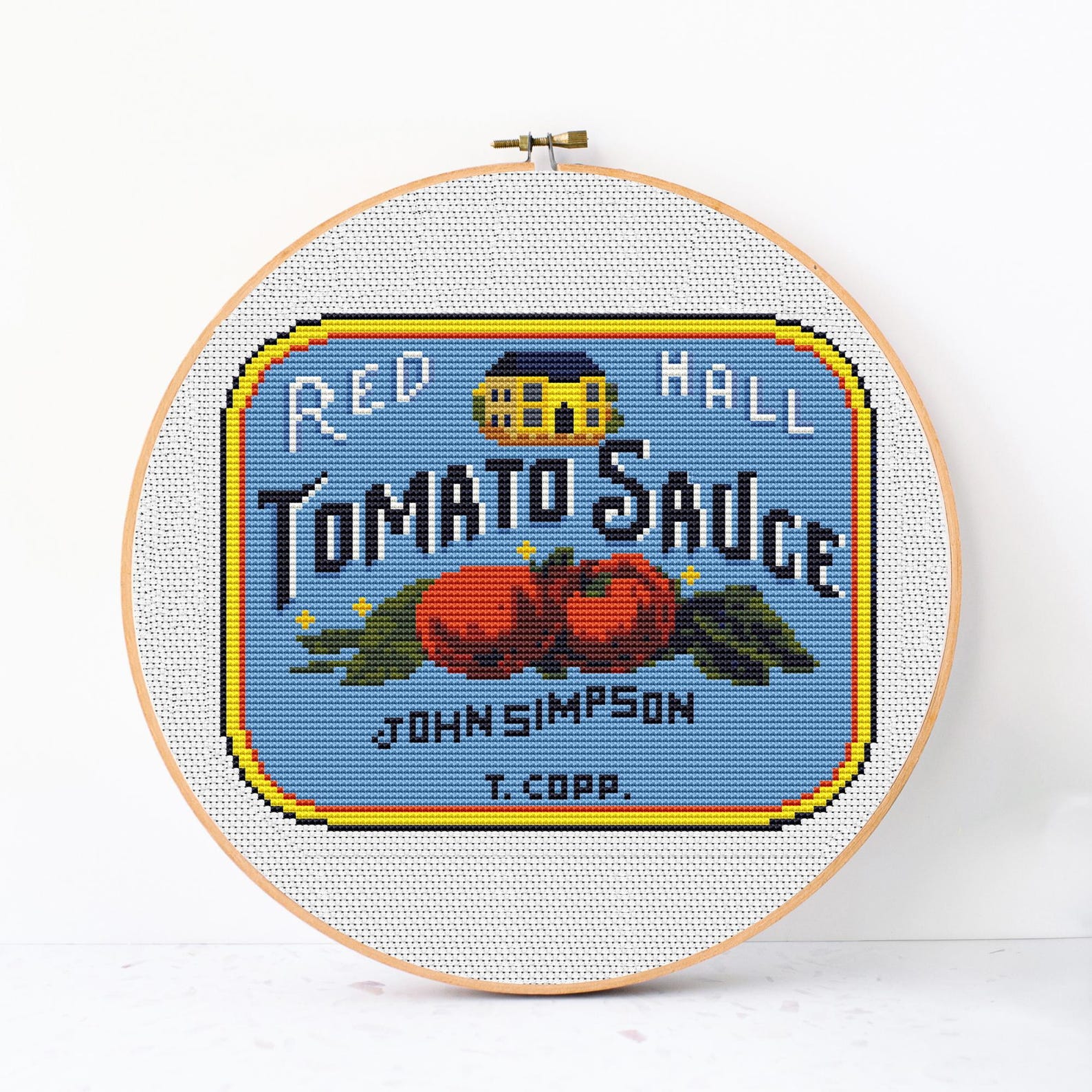 Cross Stitch Pattern Vintage Tomato Can Label Kitchen Decor Bold & Easy ...