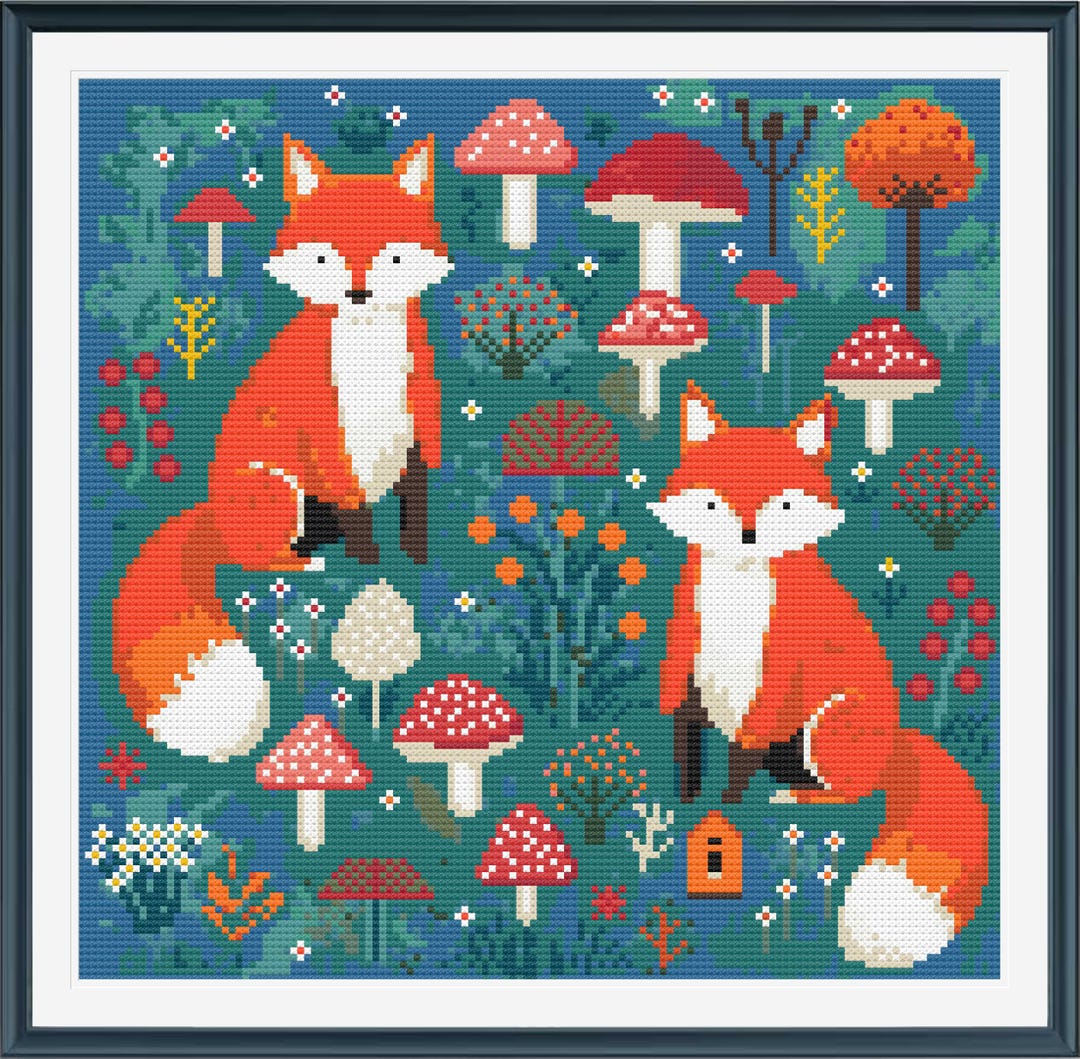 Woodland Fox Scene Cross Stitch Pattern Cottage Core Fox Cross Stitch ...