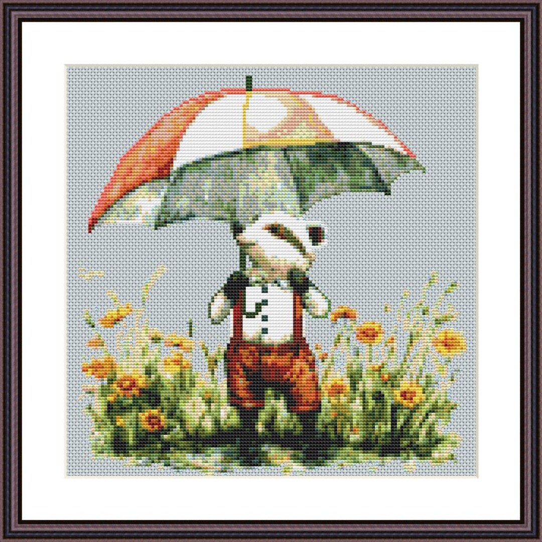 Badger in the Rain Cross Stitch Pattern - Download - Storybook Nursery ...