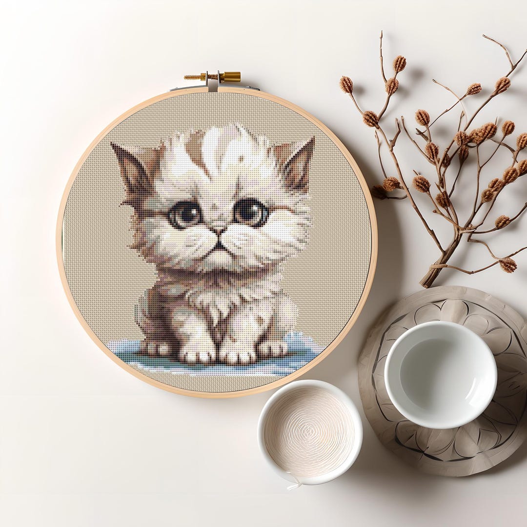 Chibi Kitten Cross Stitch Pattern - Download Cat Cross Stitch Pattern ...