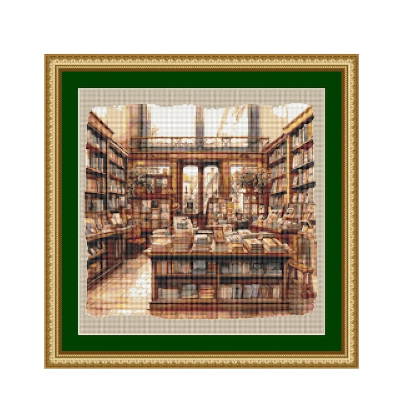 Bookshop Cross Stitch Pattern - Download - Warm and Cozy Bookshop Waiting to Be Explored - Etsy