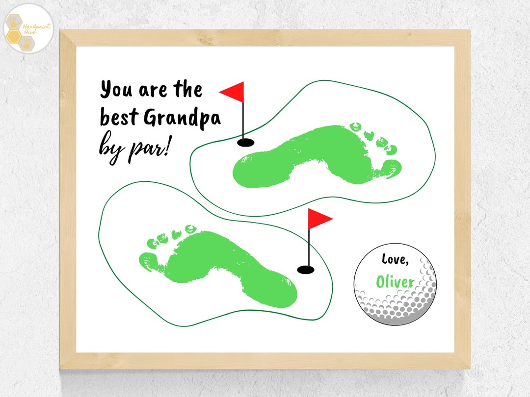 Best Grandpa by Par Footprint Art Craft Printable, Father's Day Grandpa ...