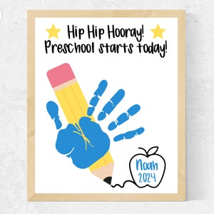 Preschool First Day Handprint Craft, Back to School Handprint Art ...