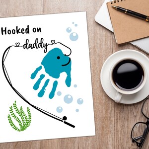 Hooked on Daddy Handprint, Father's Day Fishing Handprint, Dad ...