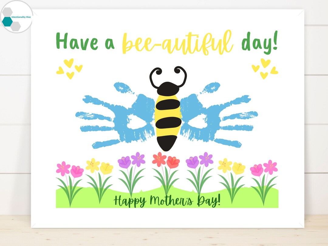 Bee Mother's Day Handprint Art for Toddlers Preschool - Etsy