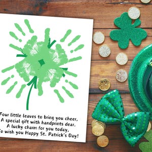 Clover St Patrick's Day Handprint Art Poem, Shamrock Handprint Craft ...